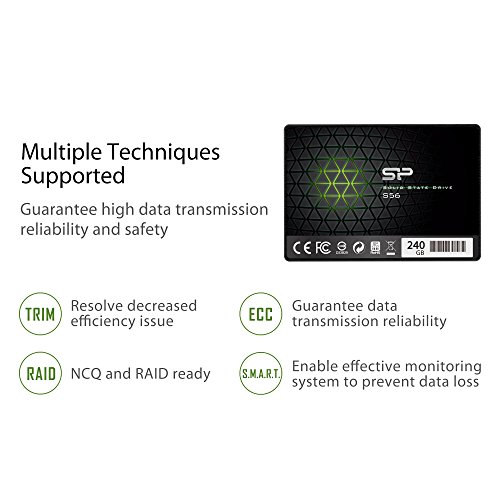 Silicon Power 240GB SSD 3D NAND With R/W Up To 560/530MB/s S56 SLC Cache Performance Boost SATA III 2.5" 7mm (0.28") Internal Solid State Drive (SP240GBSS3S56B25AZ)
