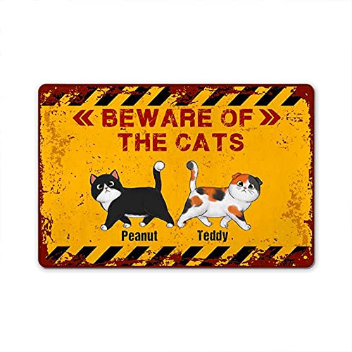 HHLD Beware of The Cats Personalized Doormat, Home Decor, Vintage doormats, Cat Rug, Cat Decor for Cat Lovers, Cats Outdoor Garden Decor, Decor Indoor/Outdoor Area Rug