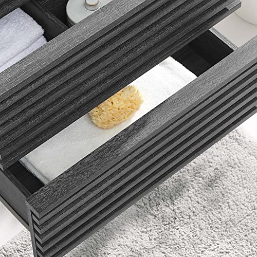Modway Render 23.5" MDF Wood Wall-Mount Bathroom Vanity Cabinet in Charcoal
