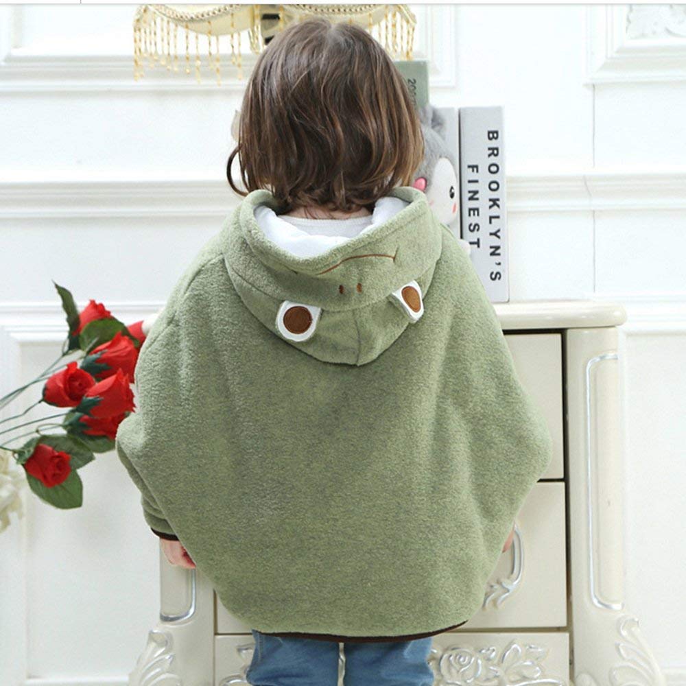Frog Hood Carseat Poncho for Kids - Fleece Hooded Wool Cape Coats for Toddlers