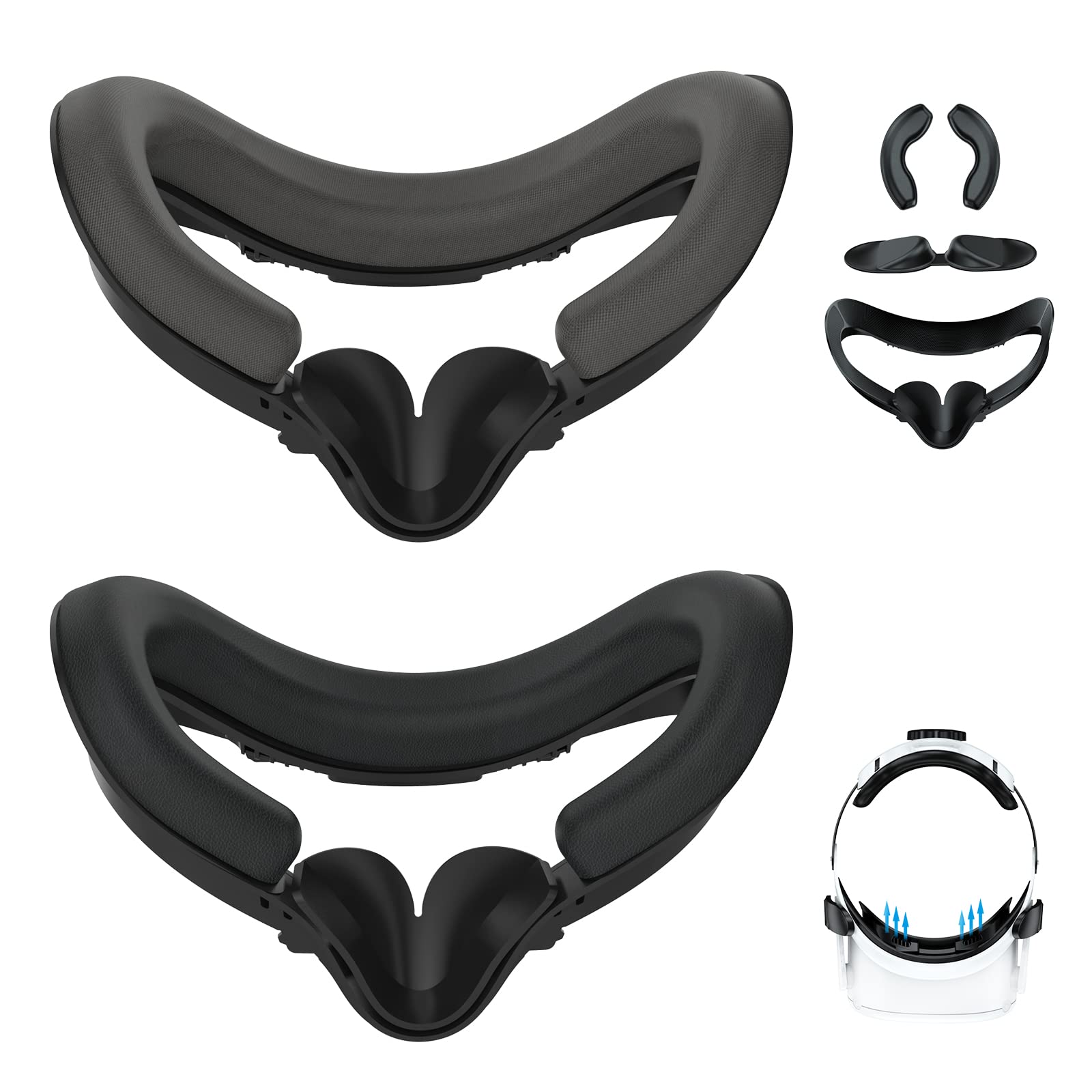 GHHKUD VR Facial Interface Bracket & Resilient Face Cover Mesh Foam Pad Replacement for Oculus Quest 2, Anti-Leakage Nose Pad, Lens Cover Removable Accessories for Oculus/Meta Quest 2 9-in-1 Sets