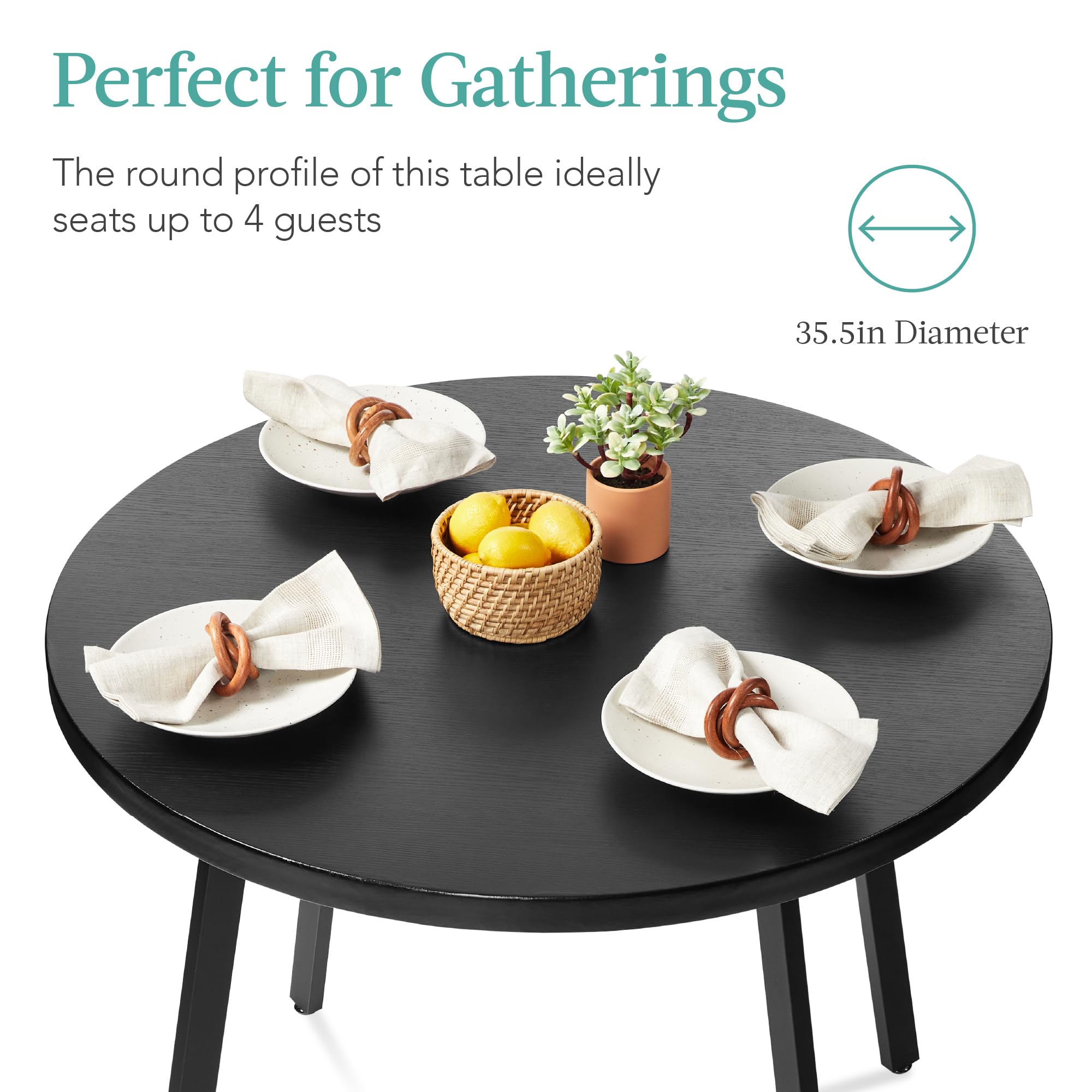 Best Choice Products Round Dining Table w/Steel Legs - Black
