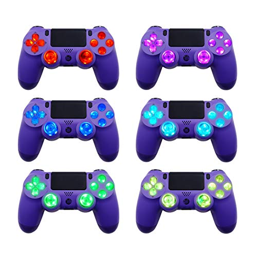 Eboxer 6 Color Luminated Thumbsticks D pad DTF LED Buttons Kit for PS4 Controller, Multi Colors Red/Green/Blue/Light Yellow//Cyan with Tools Controller NOT Included