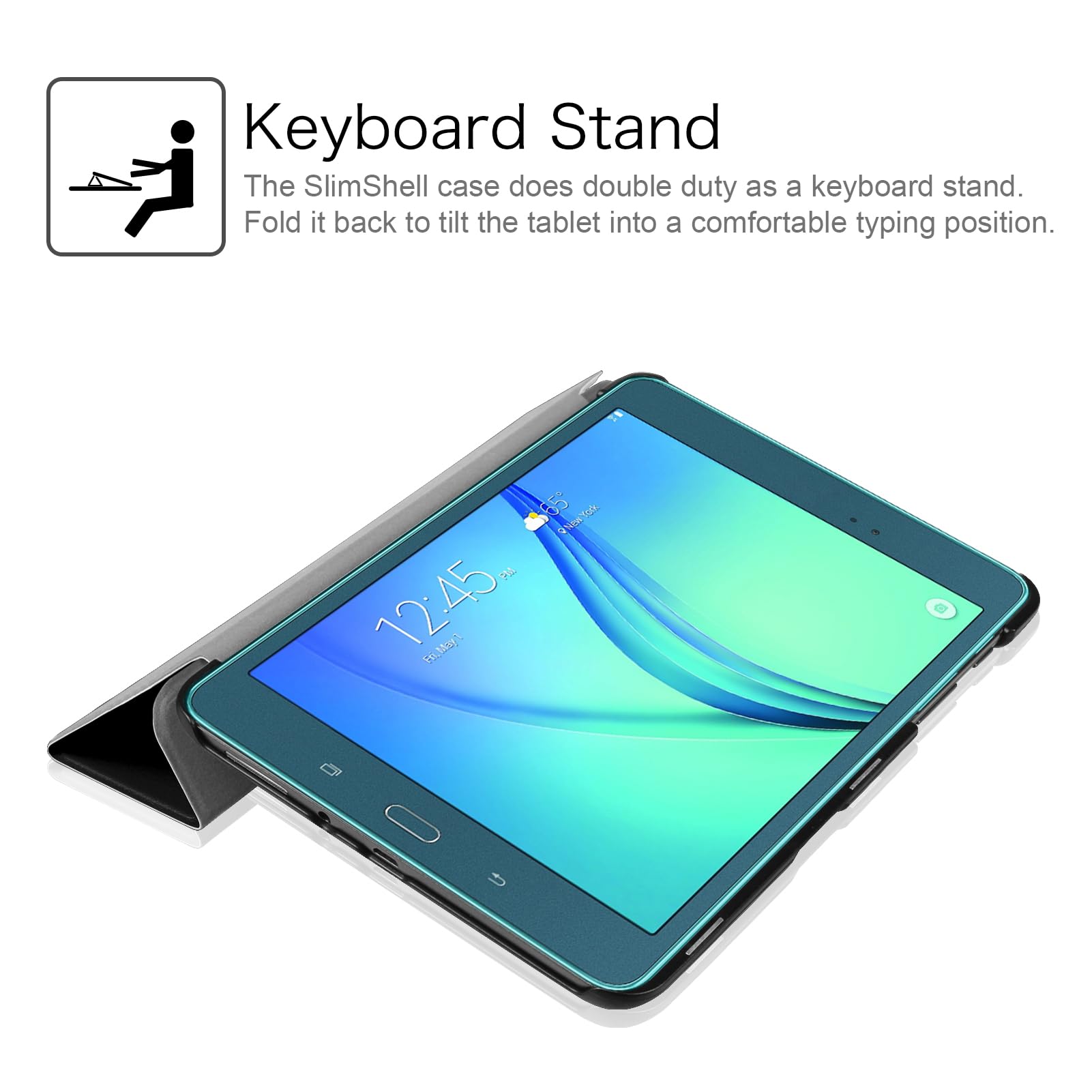 Fintie Slim Shell Case for Samsung Galaxy Tab A 8.0 (Previous Model 2015) - Super Slim Lightweight Standing Cover with Auto Sleep/Wake for Tab A 8.0 SM-T350/T355/P350/P355 2015, Black