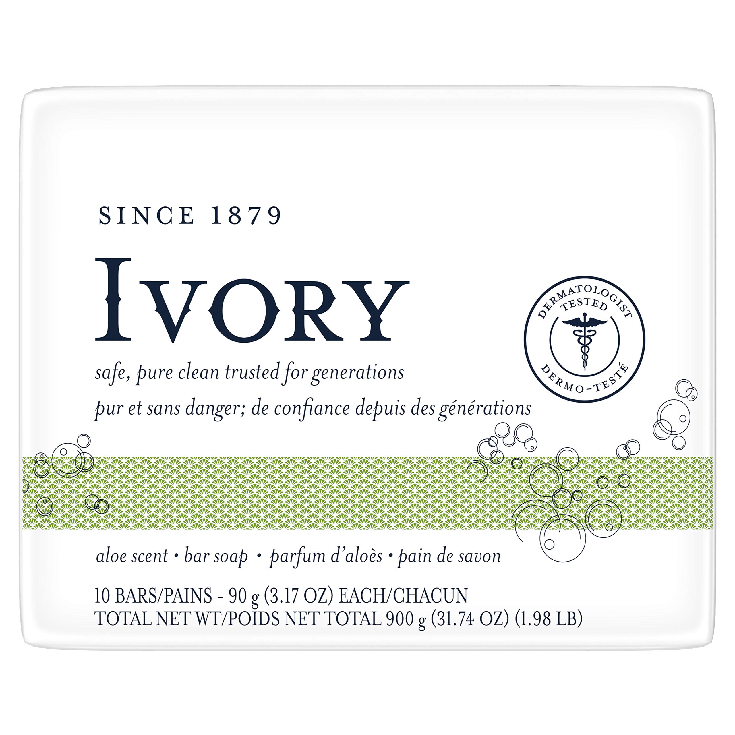 Ivory Bar Soap Aloe Scent, 3.17 Ounce (Pack of 10)