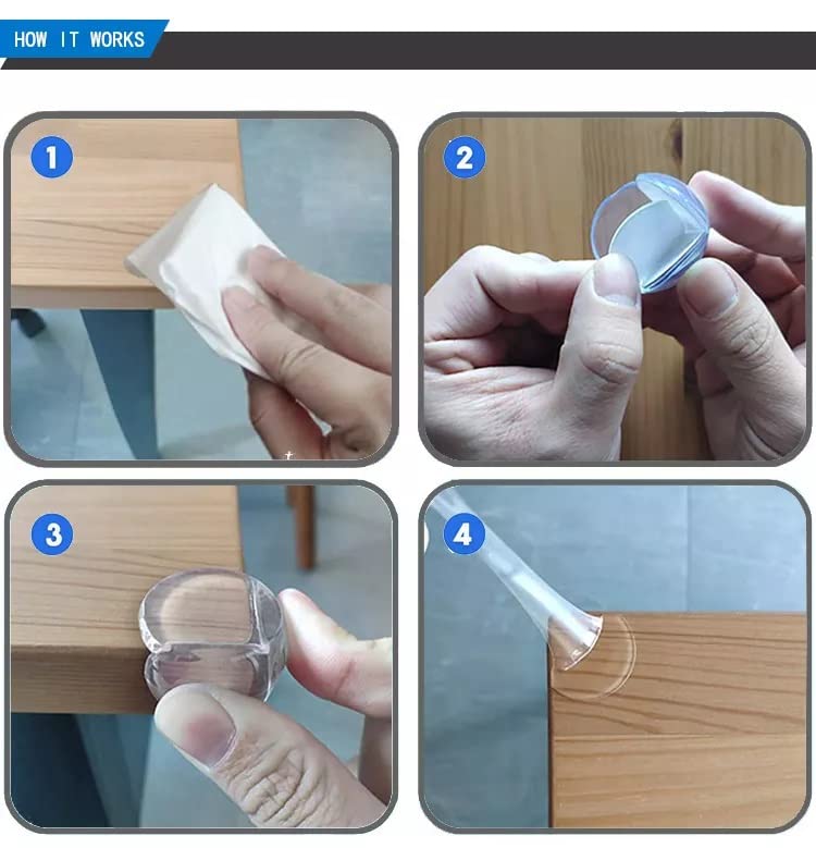 Baby Corner Protector - Pack of 12 - Crystal Clear Round Shape Edge Guards for Baby Proofing, Transparent and Clean Design with Triple-Side Adhesive