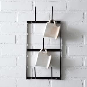 Colonial Tin Works Wall Mug Rack, 17-inch Height, Metal, Black