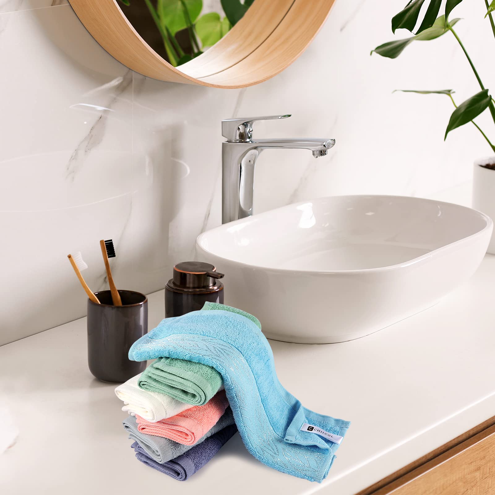 Chiicol Wash Clothes for Bathroom - Absorbent Face Wash Cloths Bulk for Men or Women, 100% Soft Cotton Bath Towels Set, Absorbent Hotel Spa Face Washcloth Towels, Bath Wash Rags.