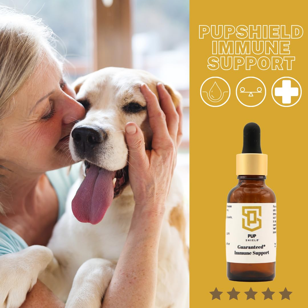 Pup Shield Natural Immune Support Formula for Dogs | Probiotics with Olive Leaf, Turkey Tail & Echinacea | Wellness Formula for Puppies & Dogs | Easy to Administer - 30 Day Supply