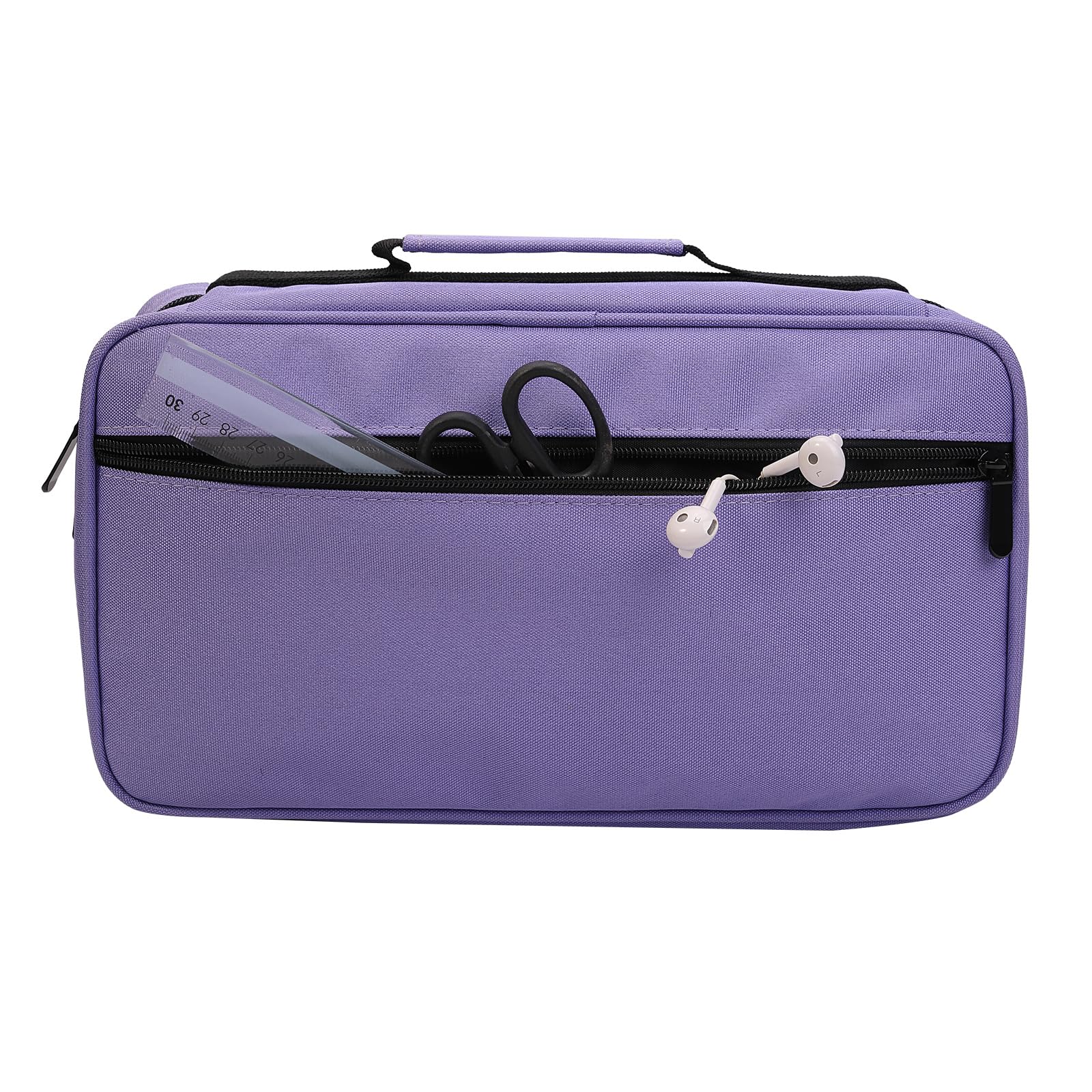 BOMKEE 60 Slots Marker Organizer Case, Large Marker Case for 60 Markers Big Capacity Marker Storage Bag Pen Case Pencil Pouch with Carrying Handle