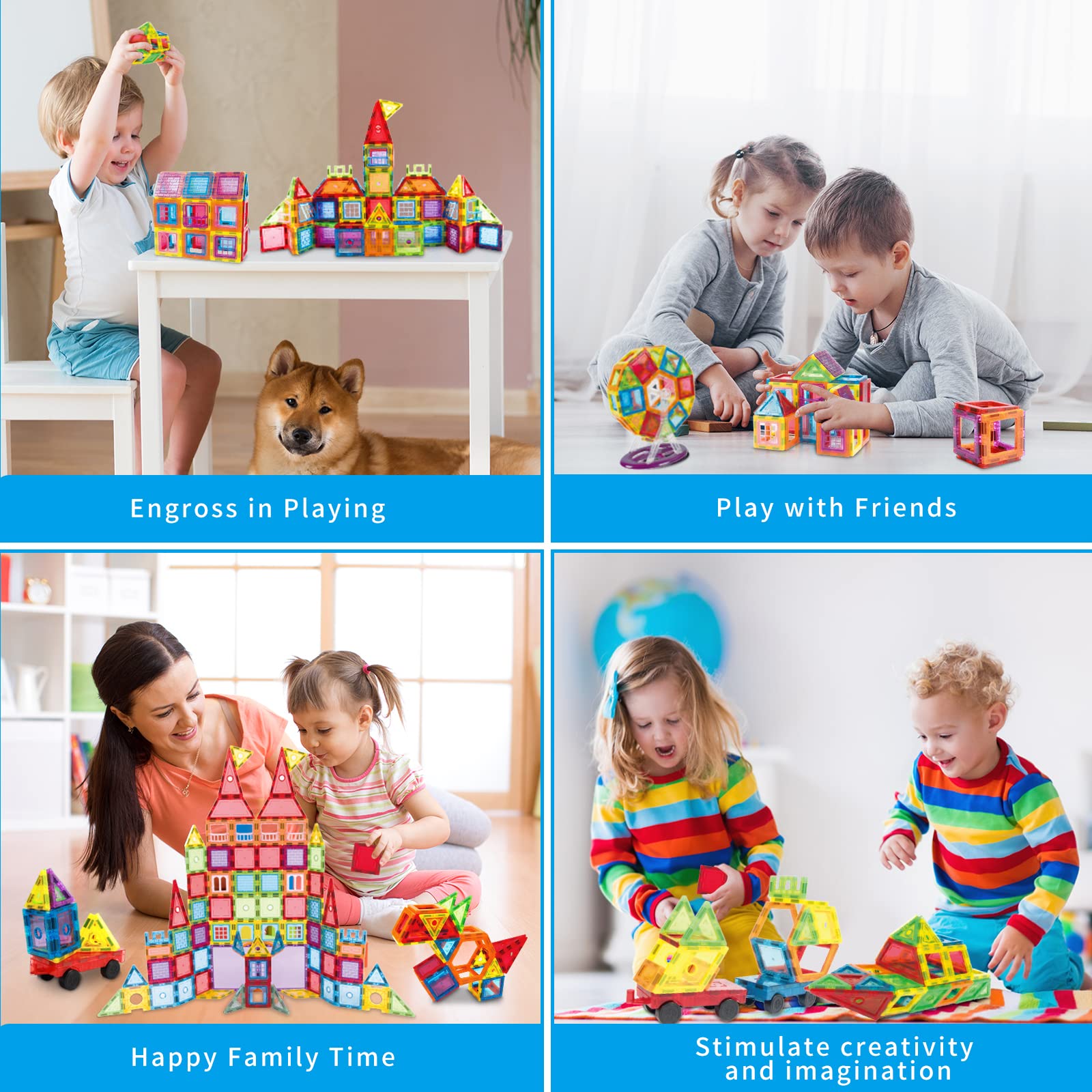 NUTSBALL Magnetic Tiles 140 PCS, Magnet Building Blocks for Kids, STEM Construction Set, Educational Learning Toys for Toddlers, Birthday Gifts for Children Ages 3 Years +