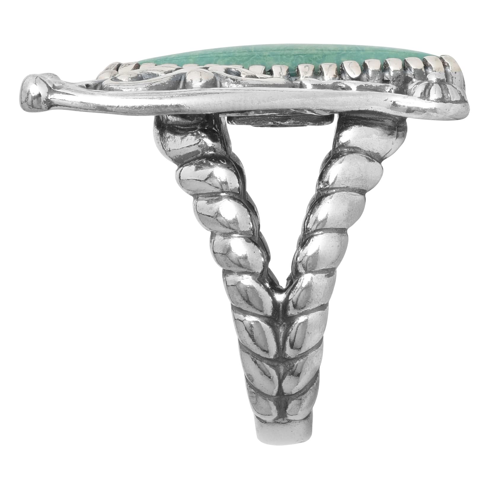 American West Sterling Silver Women's Ring Green Turquoise Gemstone Butterfly Design Size 8