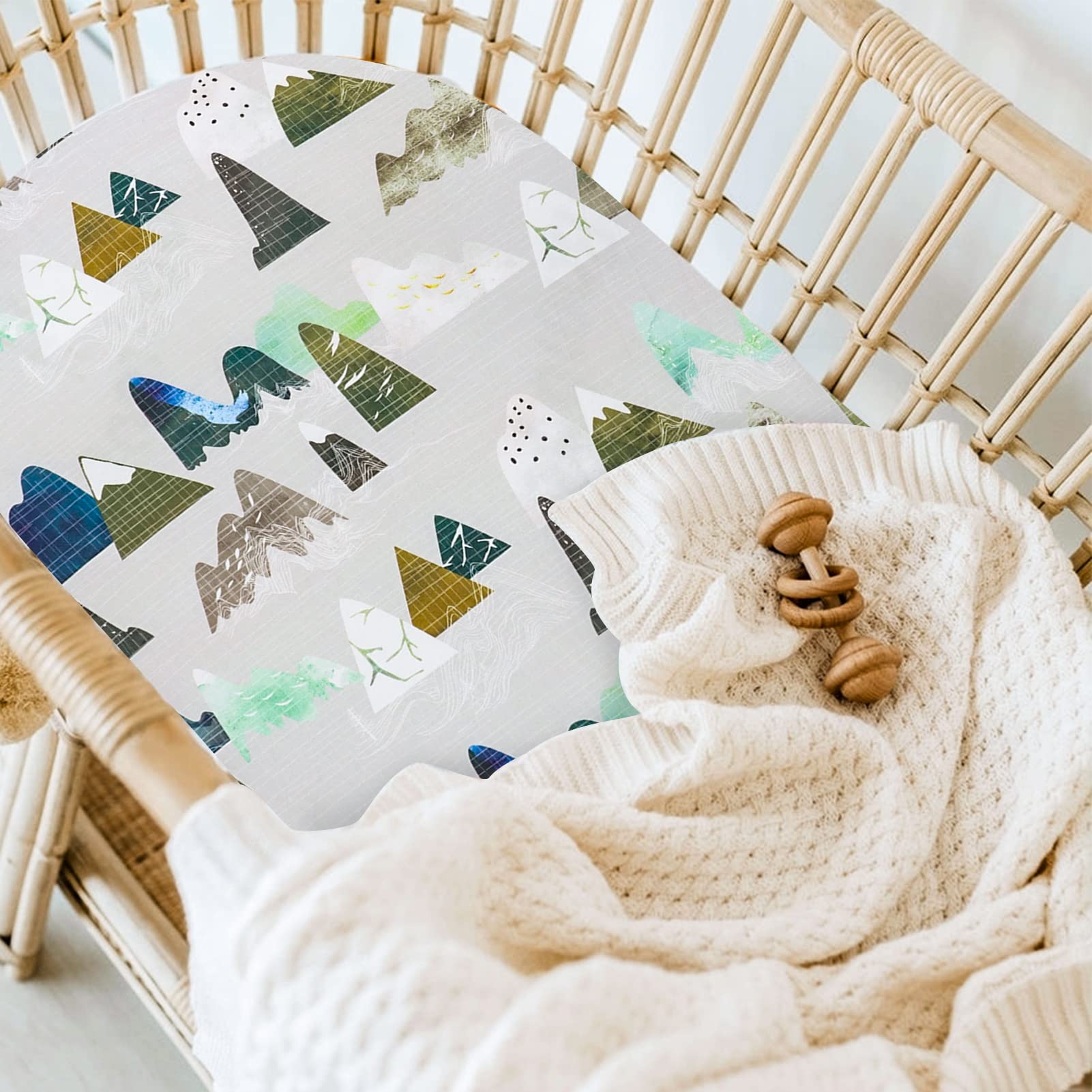 Baby Car Seat Cover & Bassinet Sheet, Mountains Multiuse - Nursing Breastfeeding Covers & Baby Bassinet Mattress Cover Fitted Sheet