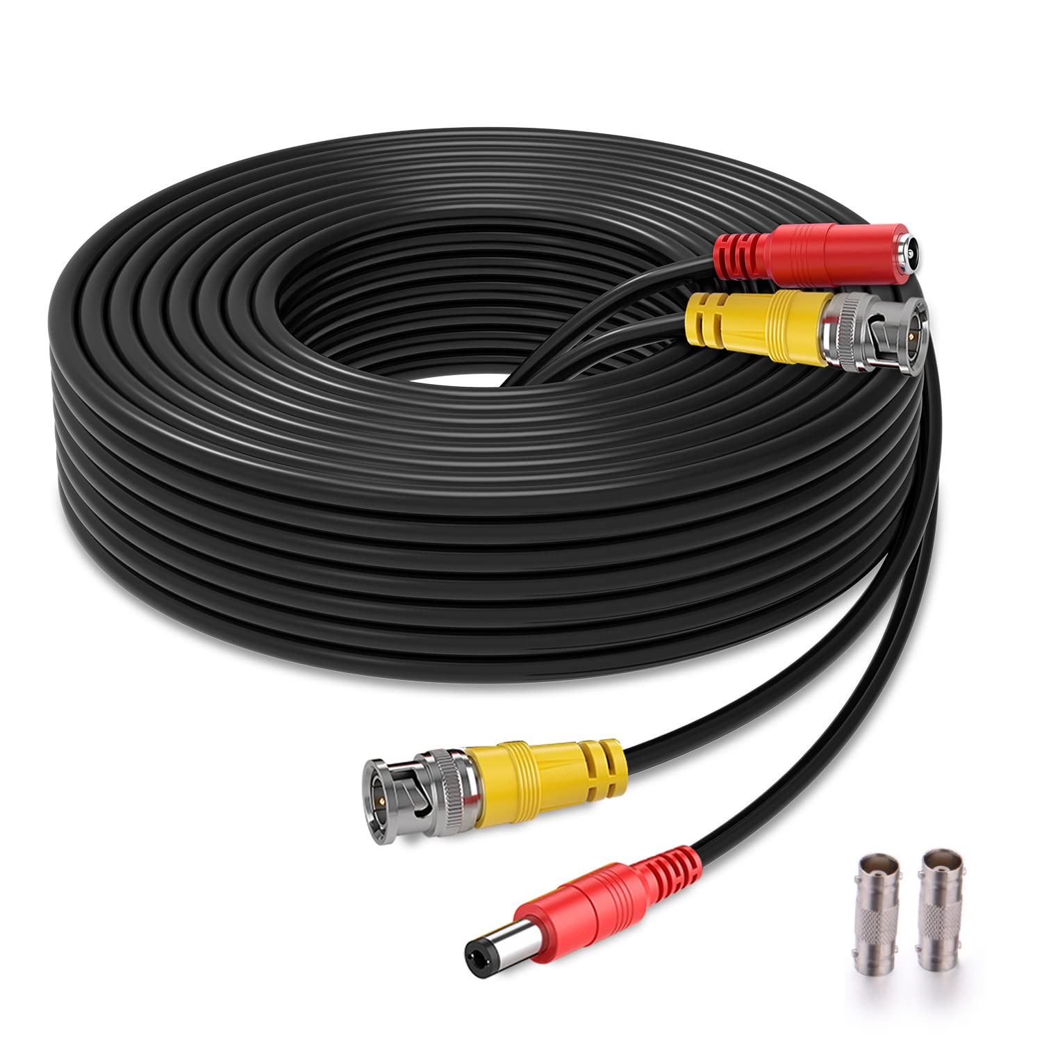WILDHD BNC Cable 150ft All-in-One Siamese BNC Video and Power Security Camera Wire Cable, CCTV Cable with 2 Female Connectors for All Max 5MP HD CCTV DVR Surveillance System (150ft Cable,Black)