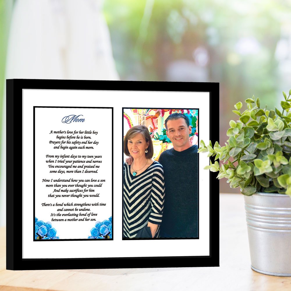 Sweet Poem for Mom from Son, Birthday or Mother's Day, Add 4x6 Inch Photo