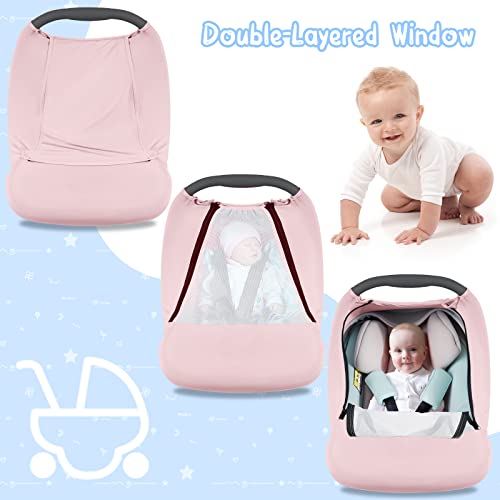 Baby Car Seat Covers with Breathable Peep Window (Pure Pink)