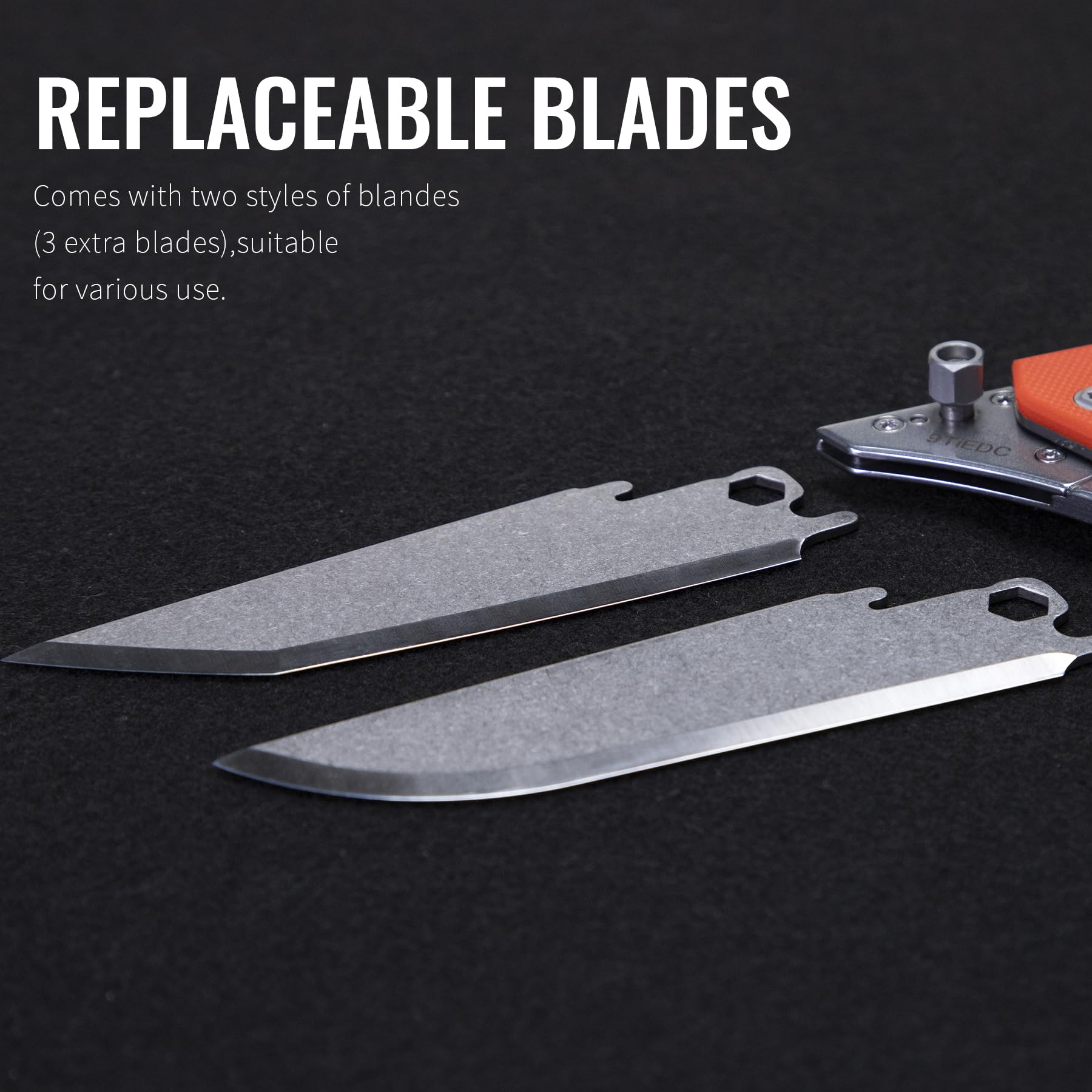 9TiEDC Folding Pocket Flipper Knife, 4pcs Replaceable Blades, 3.5" 440 Steel Blade G10 Handle EDC Knife with Pocket Clip for Men Women, Sharp Camping Survival Hiking, Outdoor or Indoor Carry Knives