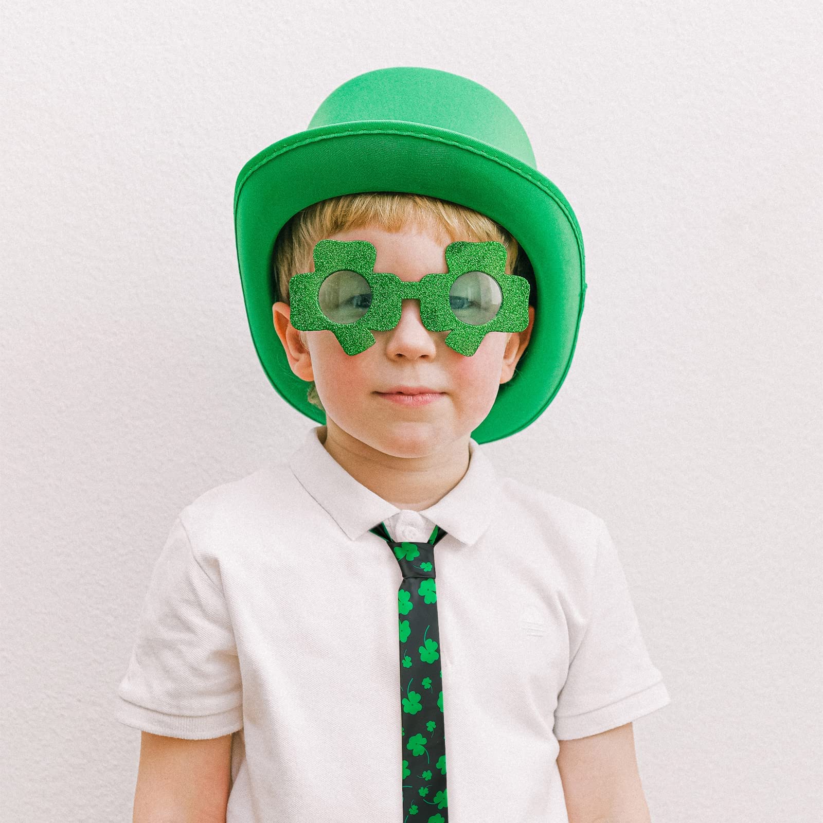 8 Pcs St. Patrick's Day Tie Men's Neckties Green Shamrock Tie Clover Bow Tie (1)