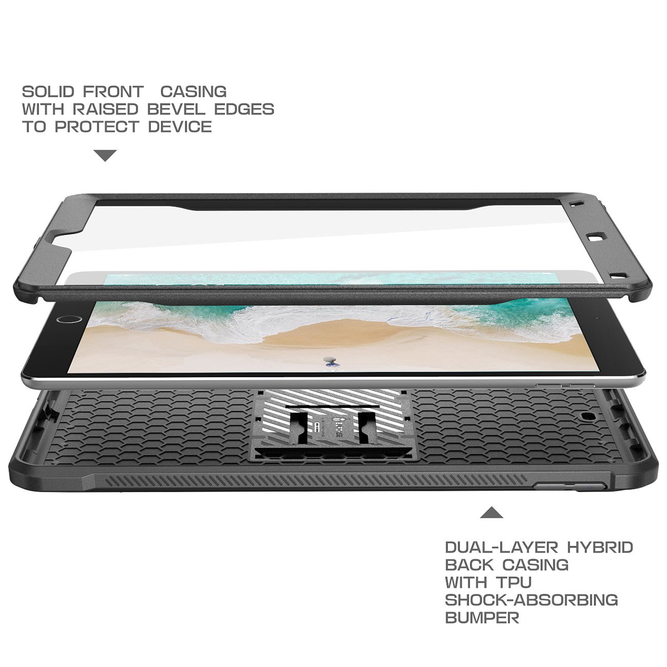 SUPCASE Unicorn Beetle PRO Case for iPad Air 3 (2019) and iPad Pro 10.5'' (2017), Heavy Duty with Built-in Screen Protector Full-body Rugged Protective Case (Black)