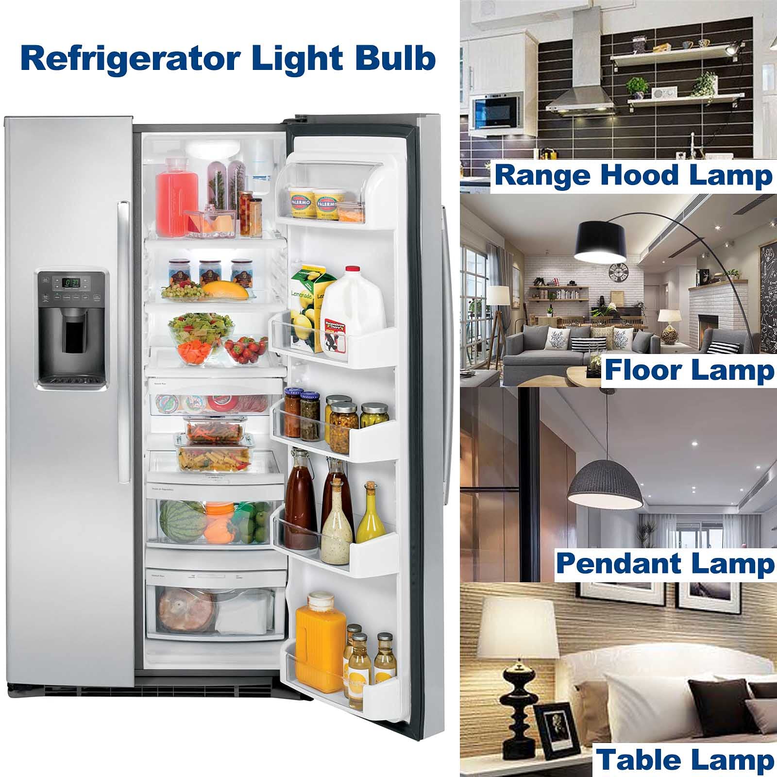 AC100-265V 7W Refrigerator Bulb Super Bright LED 100W Equivalent E26 Medium Base Corn Lamp Fridge Freezer Appliance Ceiling Fans Home Lighting, Compact T10 Tubular A15 Cool White 6500K, 3 Pack