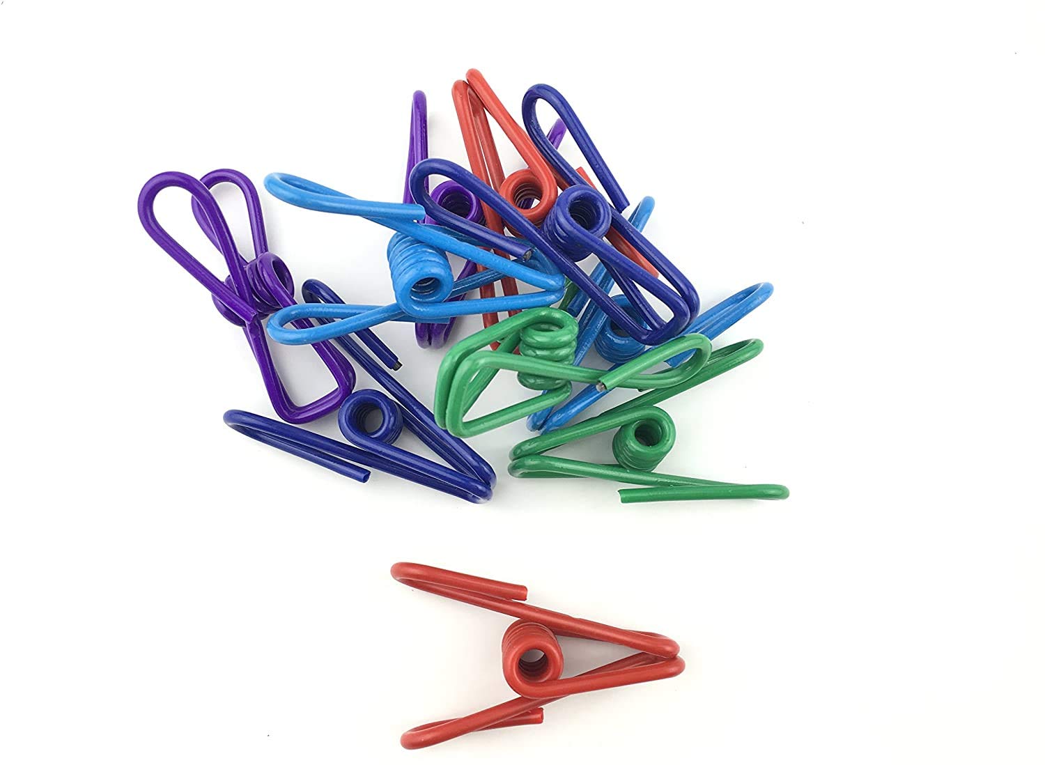 Chip Clips, 20 Pcs 2 Inch 10 Different Random Colors Utility Metal Clips PVC-Coated High Elasticity Good Persistence for Clothespins Paper Clips Food Clips Bag Clips Clothes Pins (Mixed Colors 20pcs)