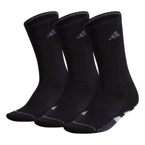 adidas Women's Cushioned Crew Socks (3-Pair), Black/Clear Onix Grey/Onix Grey, Medium