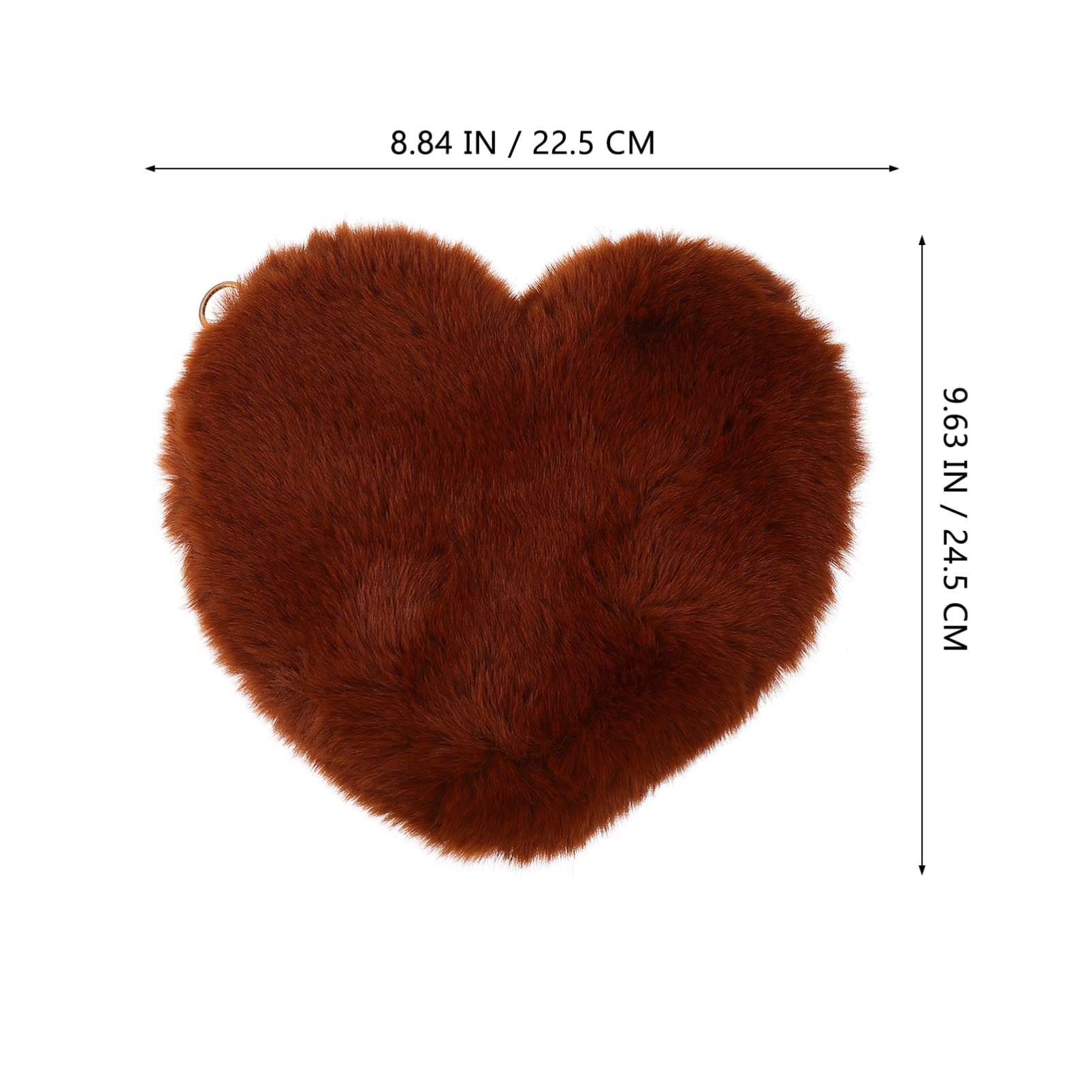 GALPADA Heart Purse Plush Heart Shaped Crossbody Bag with Chain Cute Fluffy Shoulder Bag for Women Lady Valentine- Brown