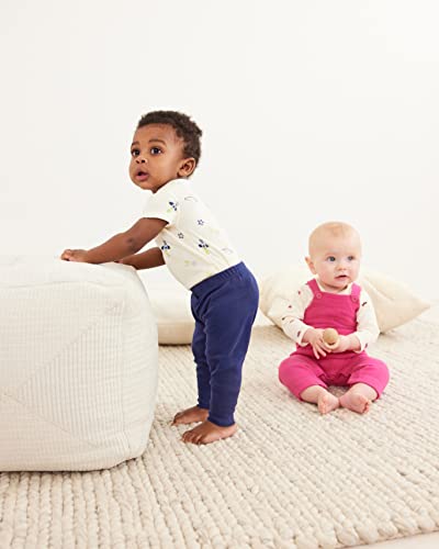 Moon and Back by Hanna Andersson Unisex Babies' Organic Cotton Short-Sleeve Bodysuit, Pack of 3, Blue, 6-12 Months