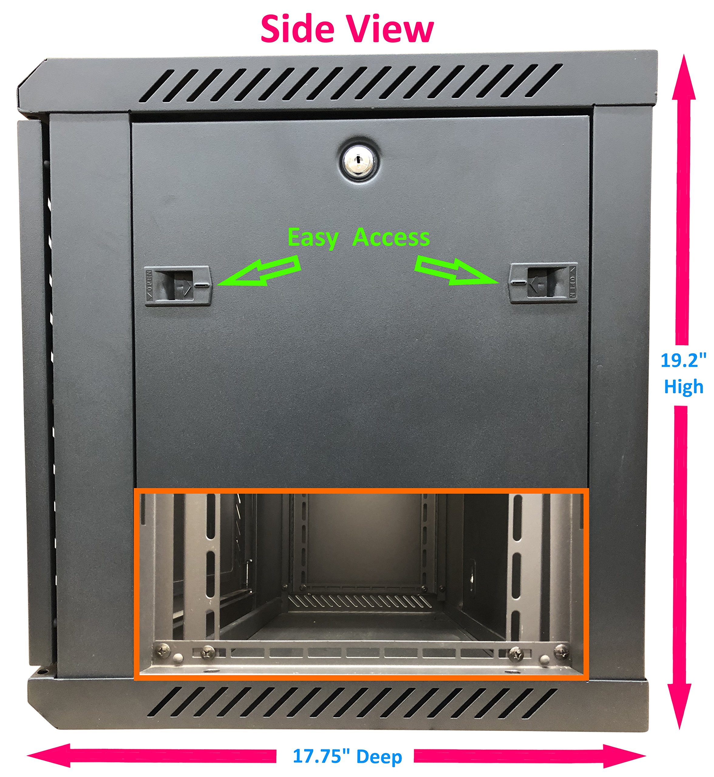 KENUCO 9U Wall Mount Rack Server Cabinet Data Network Enclosure 19-Inch Server Network Rack with Locking Glass Door 16-Inches Deep (Black 9U)