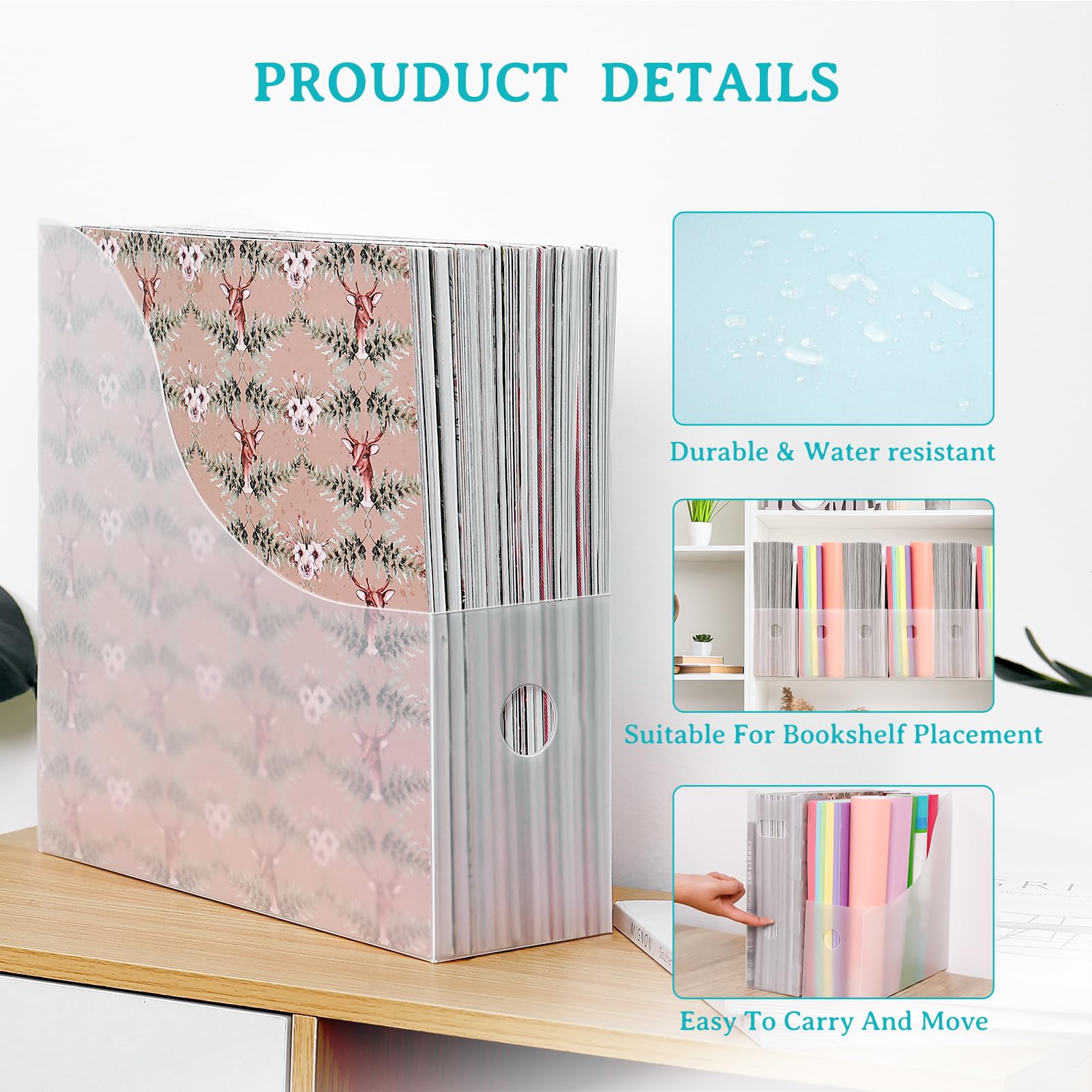Caydo 6 Pieces Vertical Scrapbook Paper Storage Foldable Scrapbook Paper Holder with 12 Pieces Sticky Index Tabs for 12x12 Paper Storage Organizer, Files, Vinyl, Cardstock, Magazines, Documents