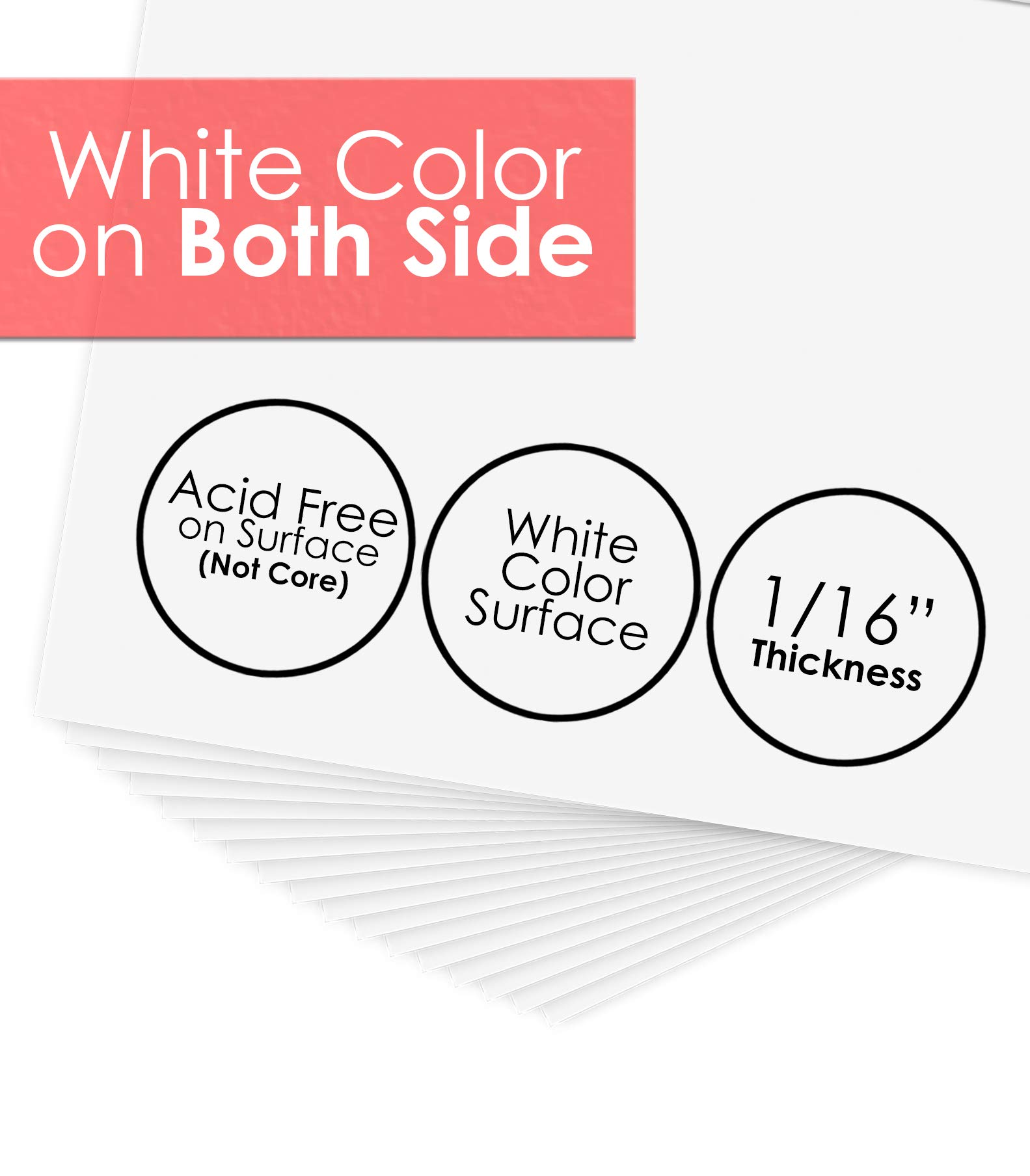 Golden State Art, 8.5x11 Picture Mat Matte Backerboards for Framing. Pack Contains 50 Backing Boards (White, 50 Pack)