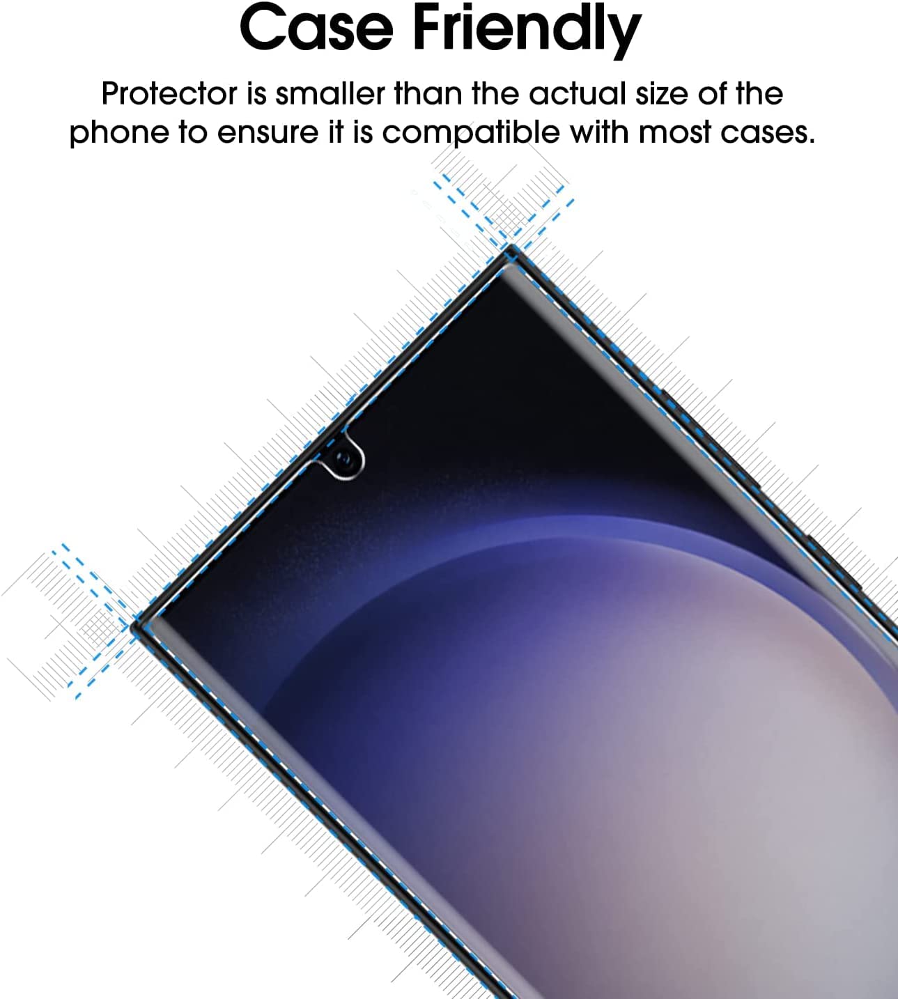 amFilm [3+1 Pack] 3D Curved Tempered Glass for S23 Ultra Screen Protector Samsung Galaxy 6.8 Inch with Liquid Dispersion Tech, Designed for Fingerprint Reader, Upgraded Easier Application Tray.