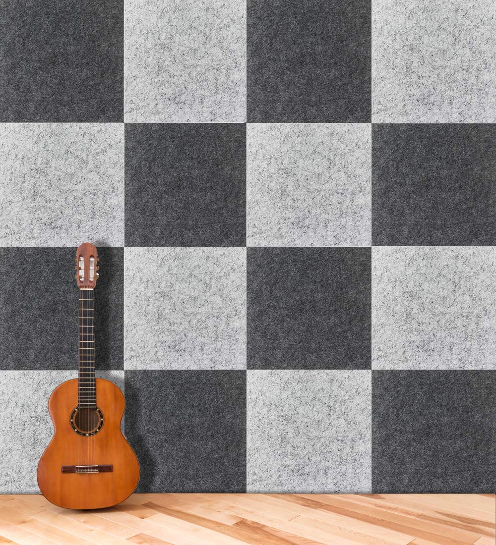 BXI Thickened Sound Absorbing Panels - 12 Pack 12 X 12 X 0.5 Inches Dense Acoustic Panels, Echo Noise Reducing Sound Panels, Tackable Studio Panels for Wall and Ceiling Acoustic Treatment