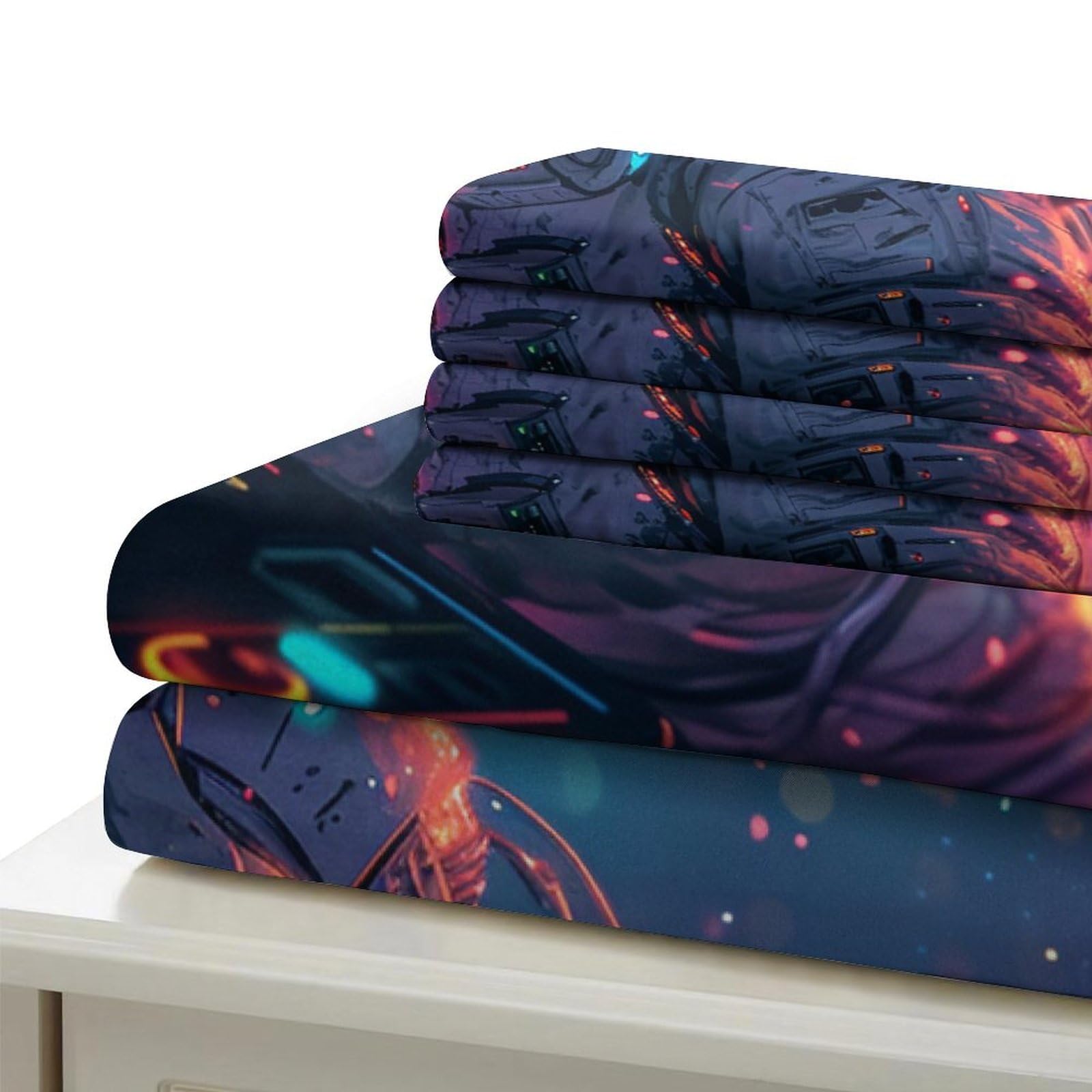 HEYLInGO Astronaut 3D Print Space DJ Quilt Cover Duvet Cover Comforter Covers for Teens and Adults with Pillow Cases Soft Microfiber Bedding Set with Zipper Closure 3 Pieces Twin(173x218cm), Style-3