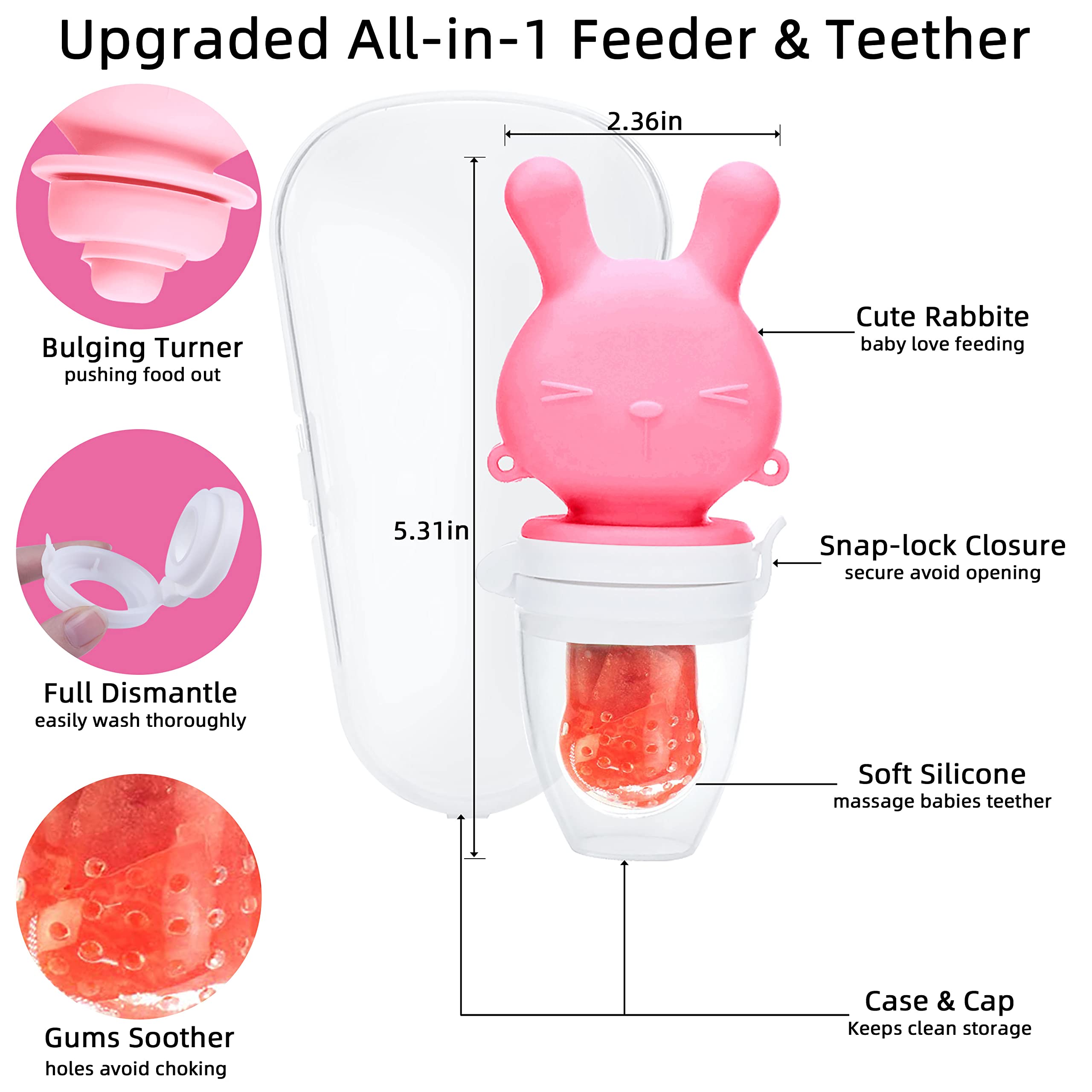 Baby Fruit Feeder Silicone Food Pacifier | Infant Teething Relief Toy Teether | Milk Frozen Mesh Feeders | Safely Self Feeding Teethers for Babies 0-6-12-18 Months Boys and Girls,Peachpink