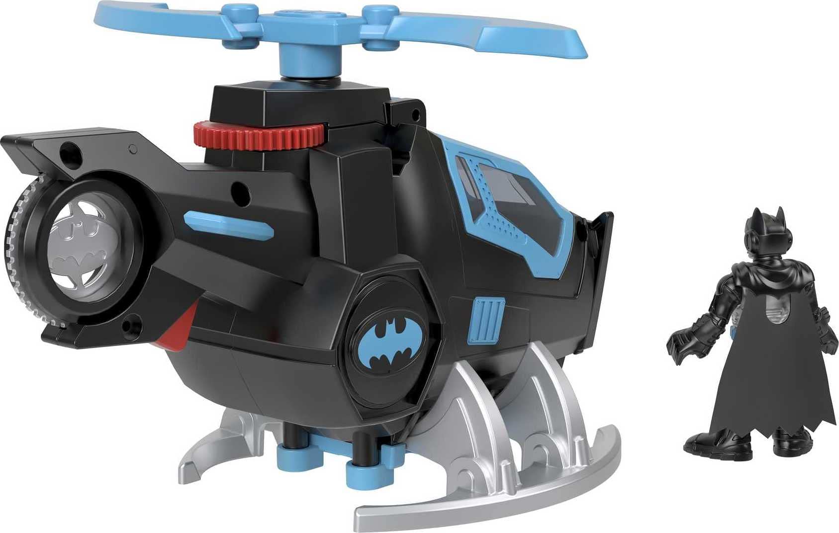 Fisher-Price Imaginext DC Super Friends Batman Toy Helicopter with Spinning Propellers and Claw for Preschool Pretend Play, Bat-Tech Batcopter