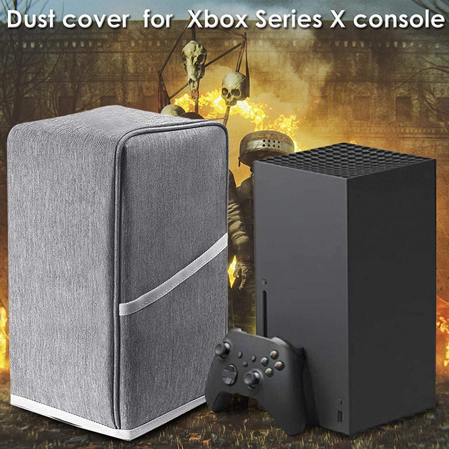 Dust Cover for Xbox Series X, Console Customized Anti Scratch Waterproof Cover Nylon Sleeve Premium Ultra Fine Soft Velvet Lining Case Cover Dust Guard with Back Cable Port Grey