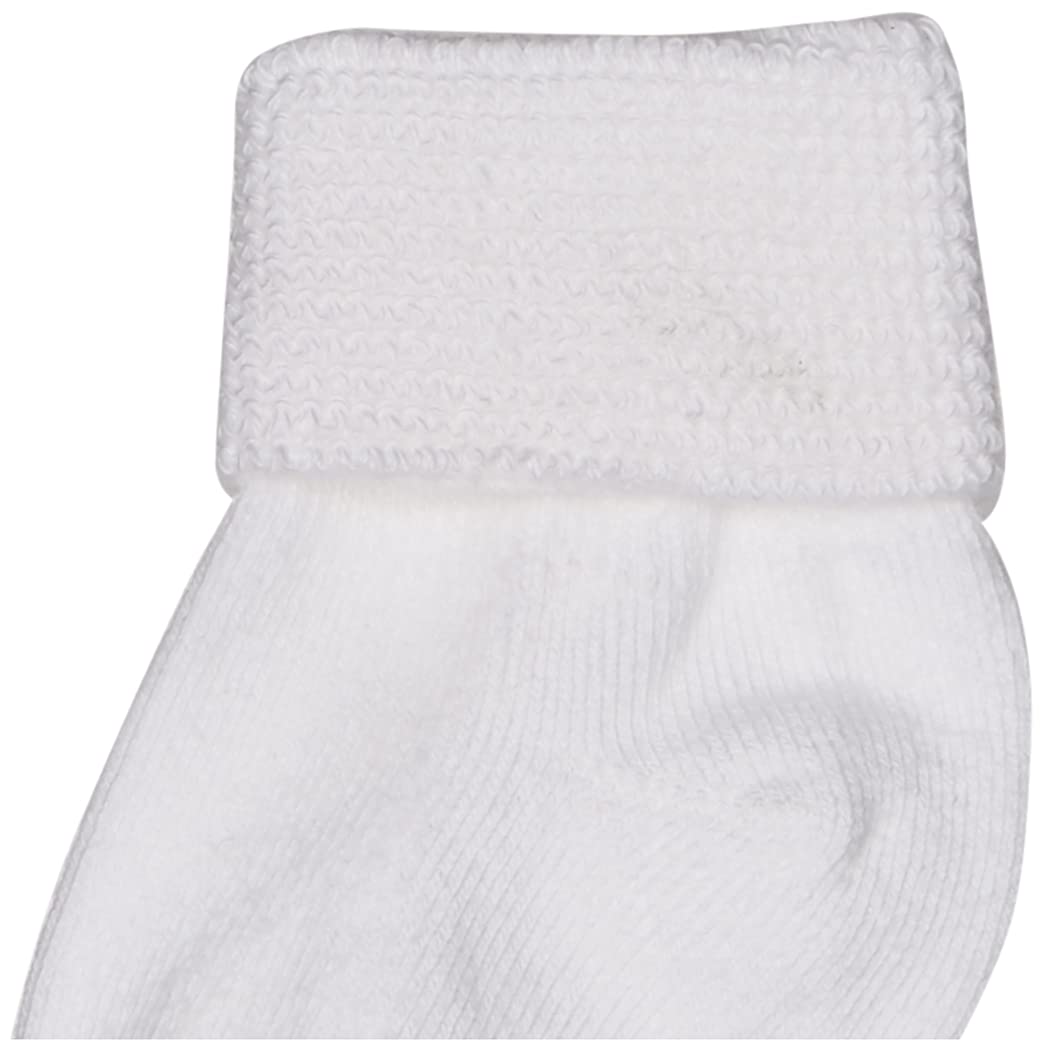 Jefferies Socks baby boys Newborn Turn Cuff Bootie 6 Pair Pack infant and toddler socks, White, Newborn US
