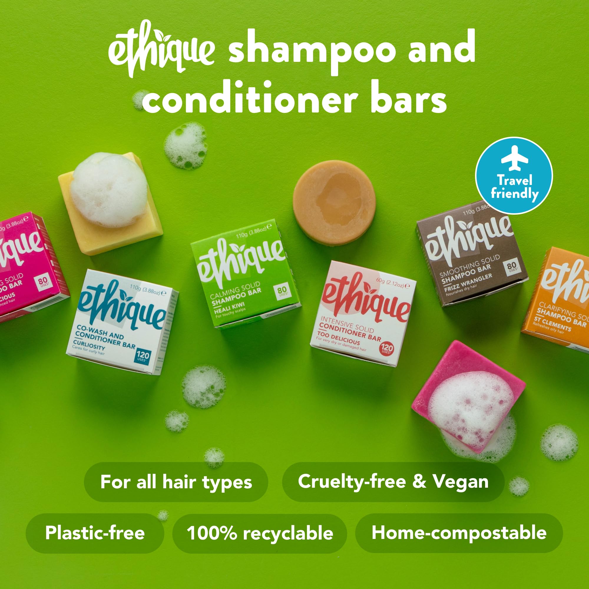 Ethique Wonderbar- Lightweight Solid Conditioner Bar for Oily to Balanced Hair - Vegan, Eco-Friendly, Plastic-Free, Cruelty-Free, 2.12 oz (Pack of 1)