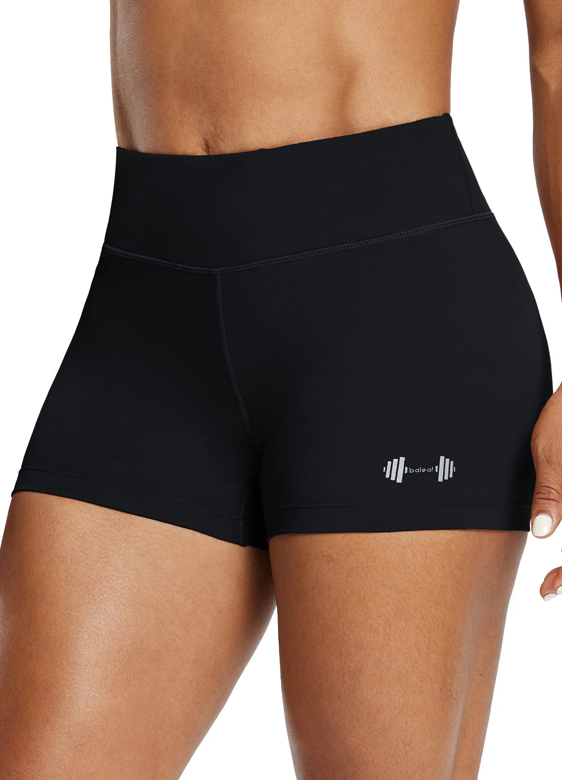 BALEAF 2.5" Workout Shorts for Women Booty Spandex Shorts Butt Gym Running Stretch Volleyball Shorts Black M