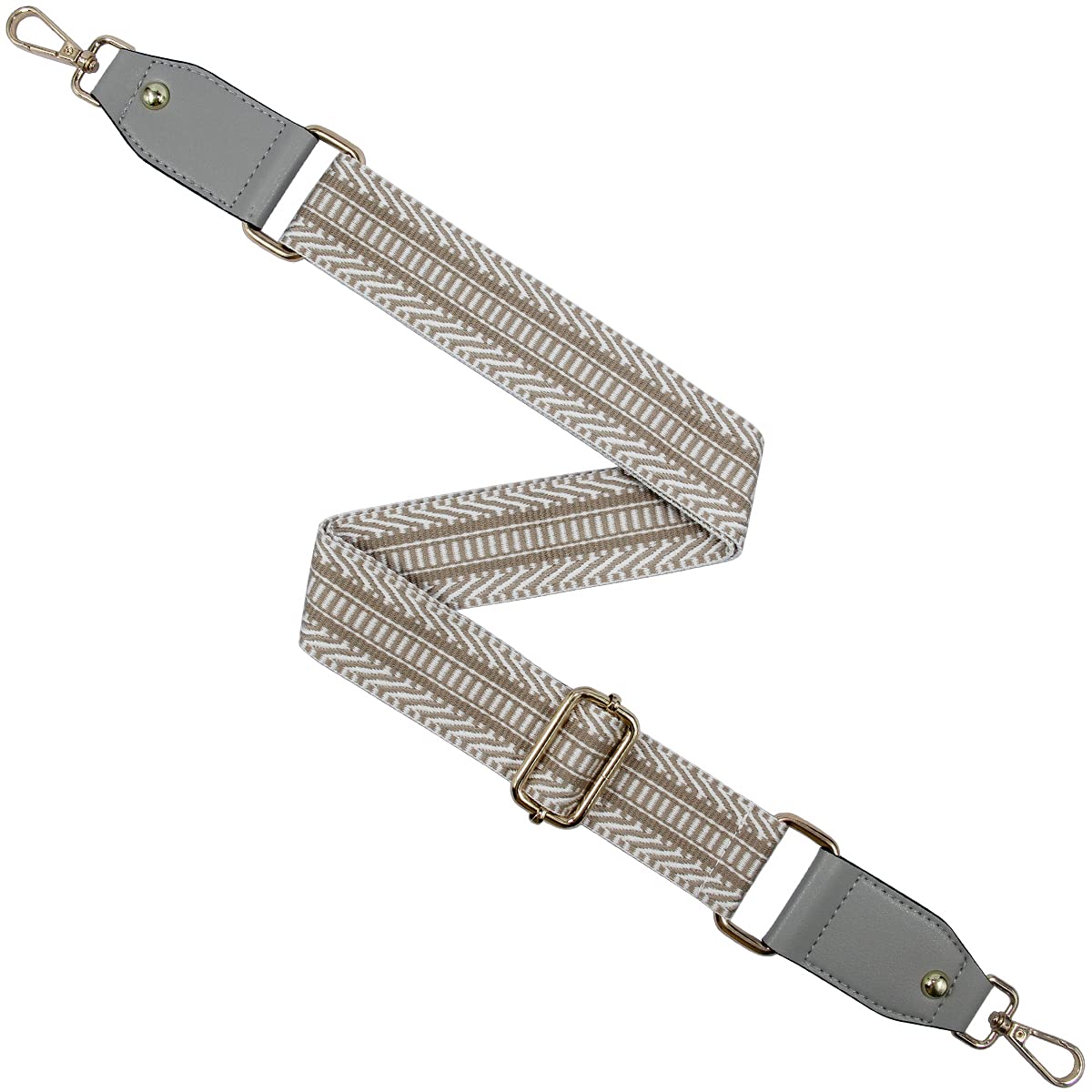 Duwi Wide Purse Strap Jacquard Guitar Style Strap Multicolor Canvas Adjustable Crossbody Bag Strap(Grey,brownwhite, Transverse)