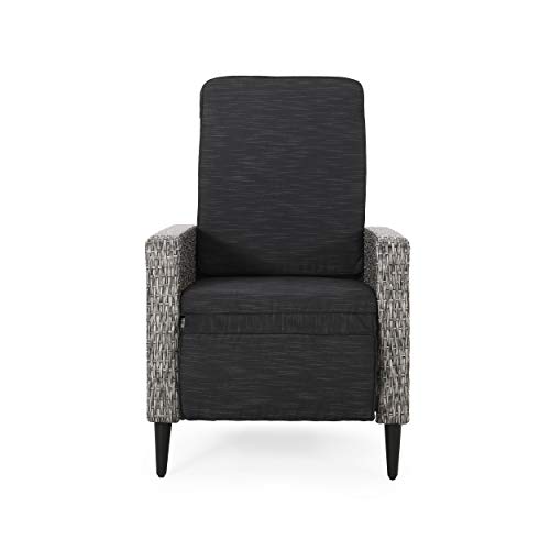 Christopher Knight Home Outdoor Recliner, Black + Multi Gray + Gun Gray