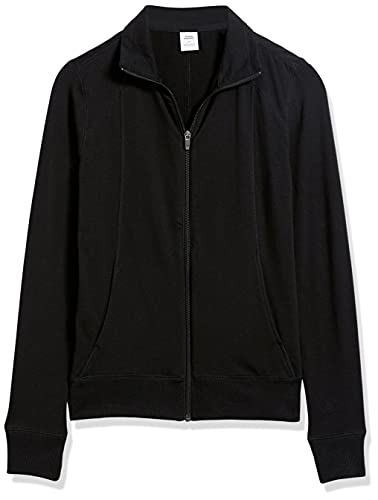 Amazon Essentials Women's Studio Terry Long-Sleeve Full-Zip Jacket, Black, X-Small