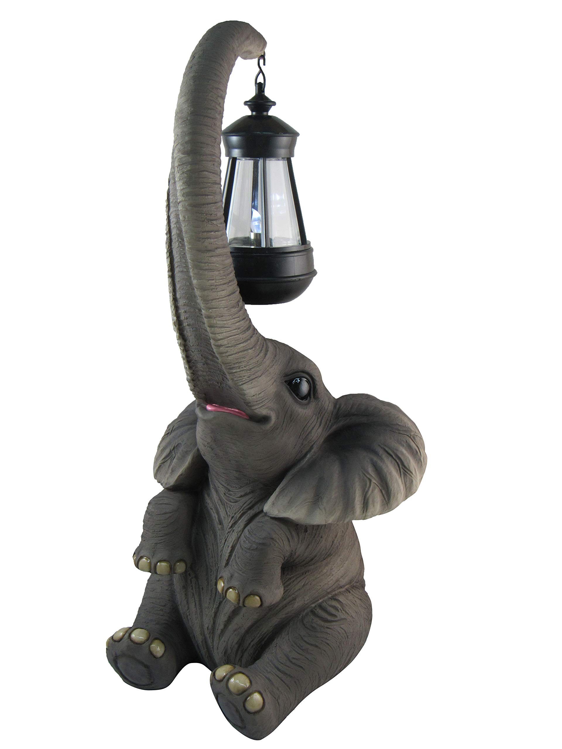 DWK "Lucy Solar Baby Elephant Lantern | Front Porch Decorations for The Home | African Patio and Garden Sculptures | Yard Art | Statues and Figurines - 17"…