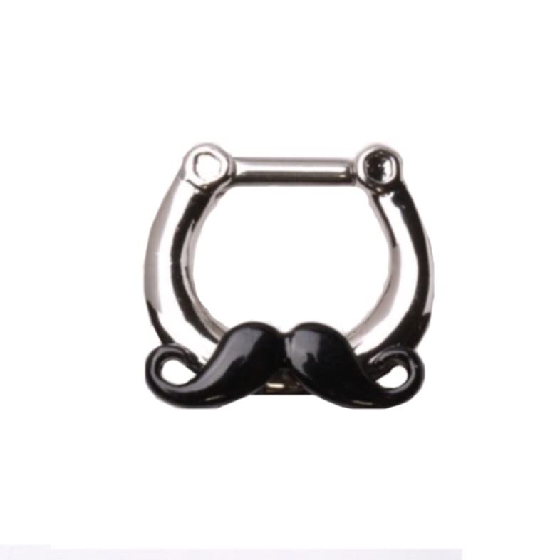 Amelia Fashion Mustache Septum Clicker Ring 316L Surgical Steel (Choose Size) (16GA(1.2mm) L. 1/4"(6mm))