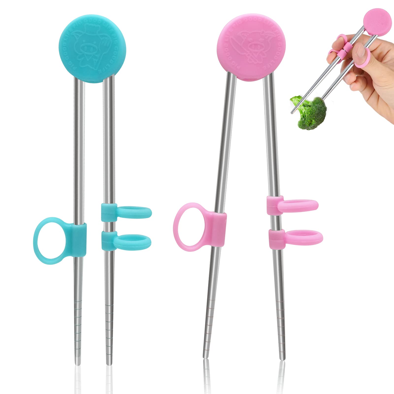 LLMSIX 2 Pairs Kids Chopsticks Training Sailor Moon Chopsticks Reusable Metal Training Chopsticks Chopsticks Stainless Steel Learning Chopstick Helper for Children Adults Learning and Training