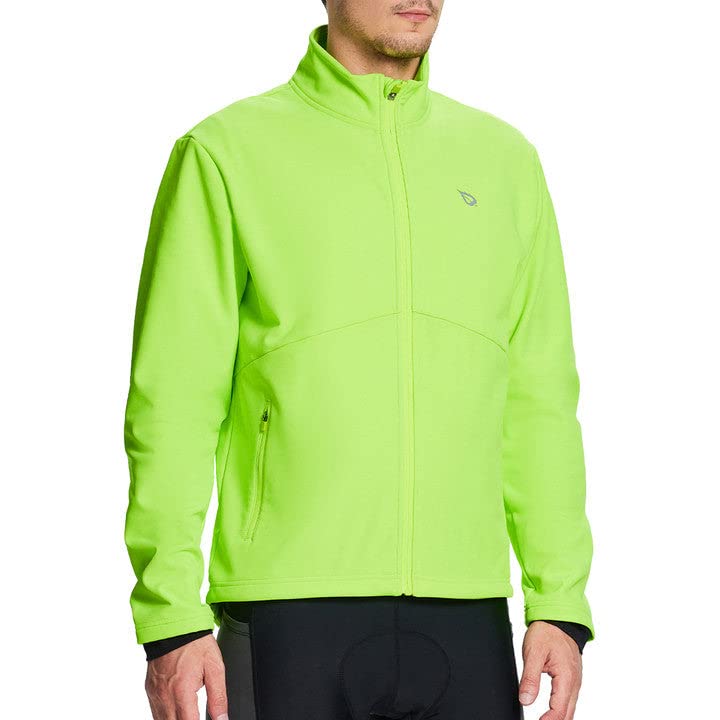 BALEAF Men's Winter Jacket Water Resistant Windproof Softshell Warm Pockets Cycling Running Cold Weather Gear Green XL
