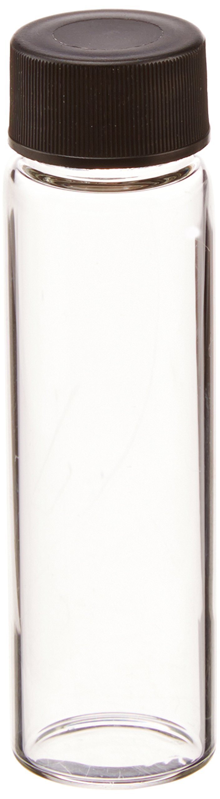 JG Finneran 812020-1965 Borosilicate Glass Dram Sample Vial with Solid Top Cap and PTFE/F217 Septa, Clear, 3 Dram Capacity, 19mm Diameter x 65mm Height (Case of 100)