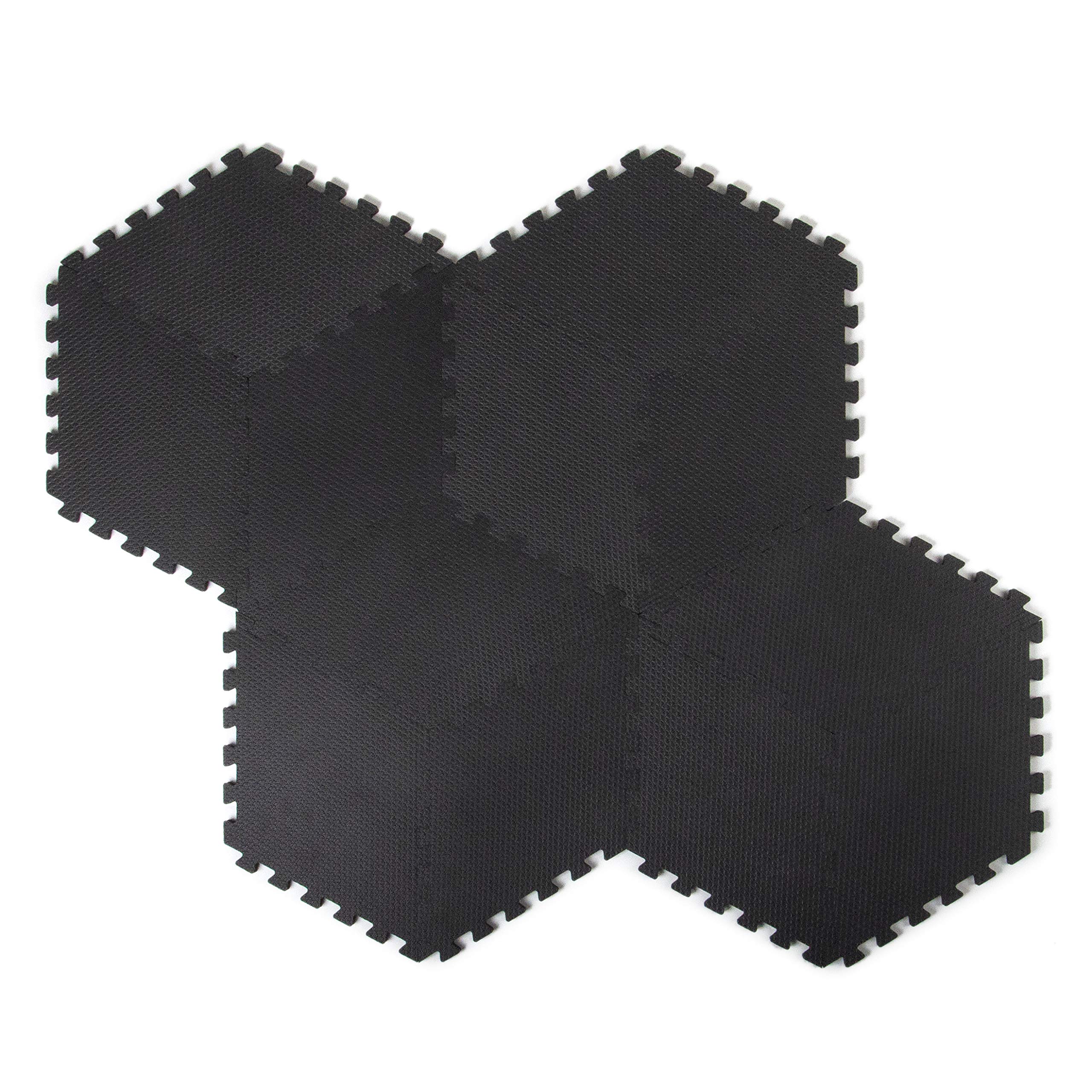 Tadpoles 12-Piece Rhombus Shaped Playmat | Interlocking Foam Mats | Soft and Durable | Total Floor Coverage of 54โ x 40โ | Ideal for the Playroom, Den, Bedroom, and More | For Kids and Adults | Black