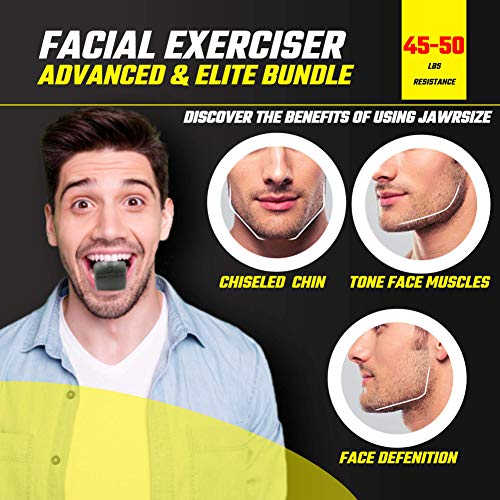 Jawzrsize Pop N Go and Custom Fit Jaw Enhancer Bundles- Jaw, Face, and Neck Exerciser and Toner (Custom Fit Advanced & Elite Bundle, Purple & Green)